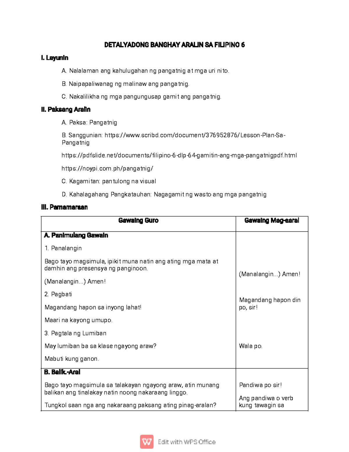 Filipino DLP Final - Detailed Lesson Plan on Pangatnig for Grade 6 ...