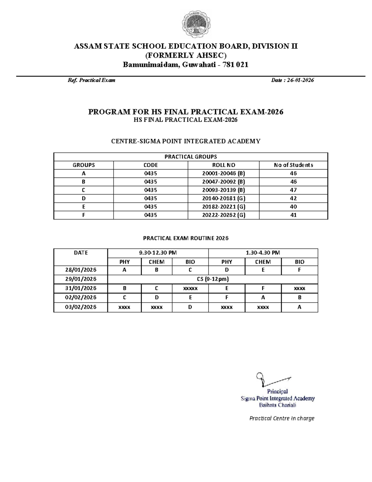 Practical - Hii - ASSAM STATE SCHOOL EDUCATION BOARD, DIVISION II ...