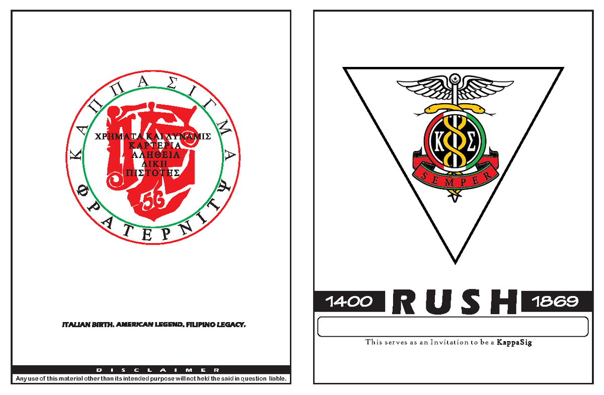 Kappa Sigma Fraternity RUSH Invitation and Disclaimer - Studocu