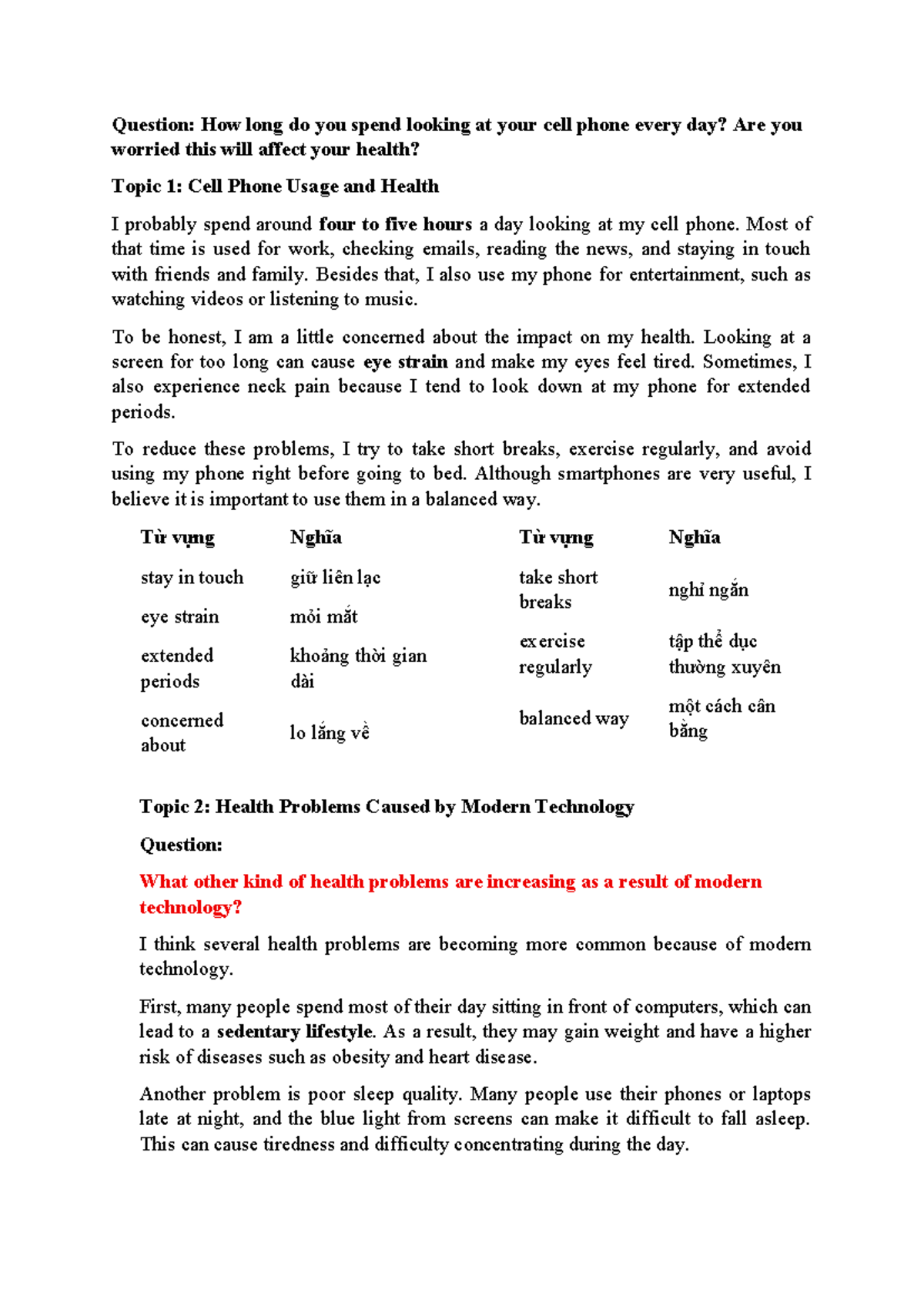 AT School: Health Impacts of Cell Phone Use and Modern Technology - Studocu