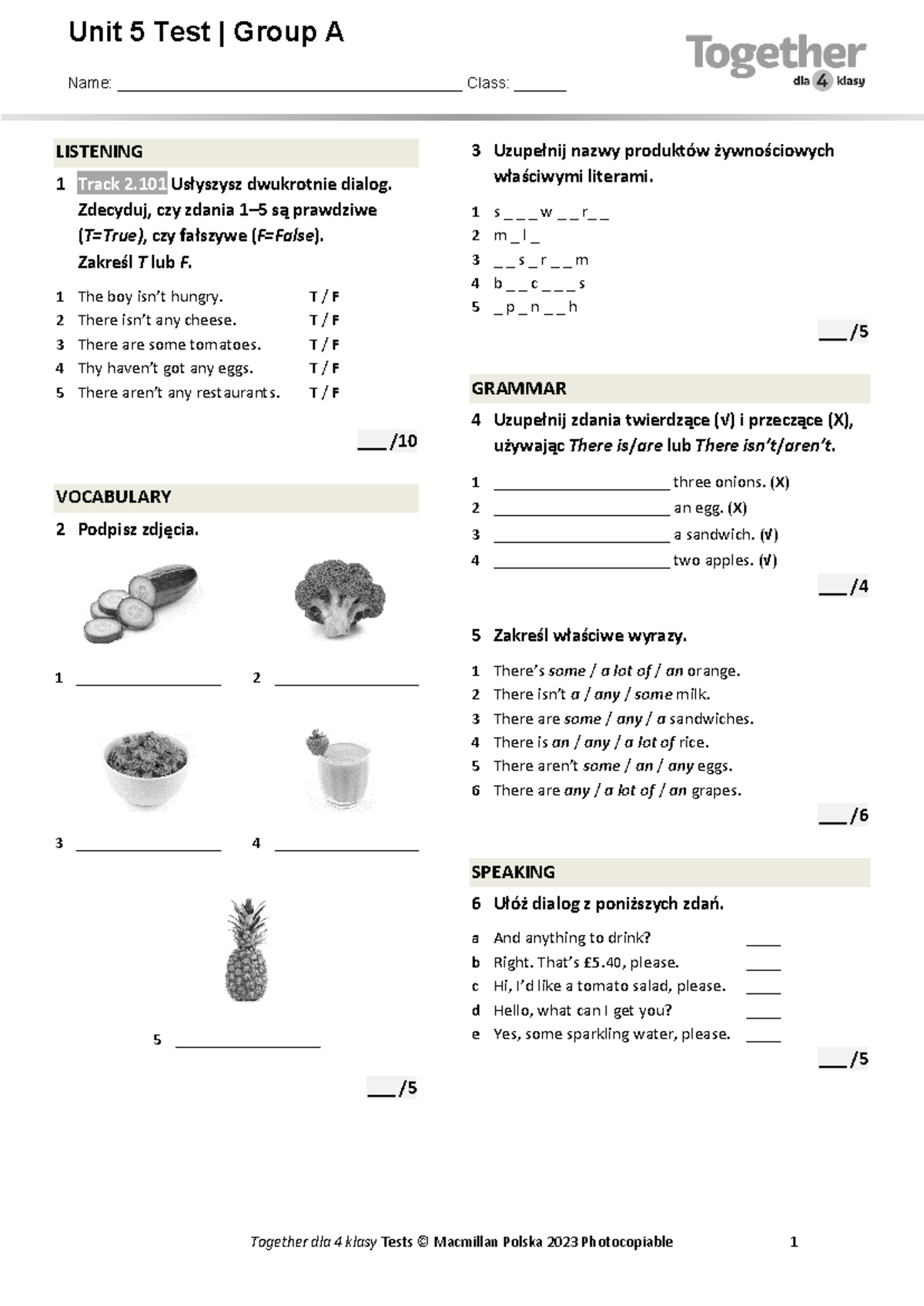 Together kl4 U5 Unit Test | Group A Standard A - Studocu