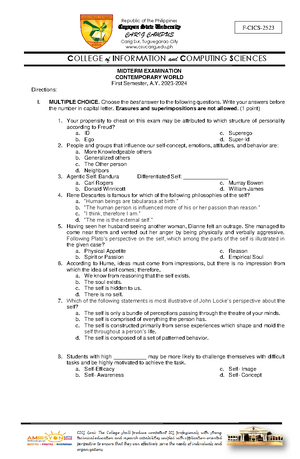 Midterm EXAM- Rizal - Exam example - F-CICS- Cagayan State University ...