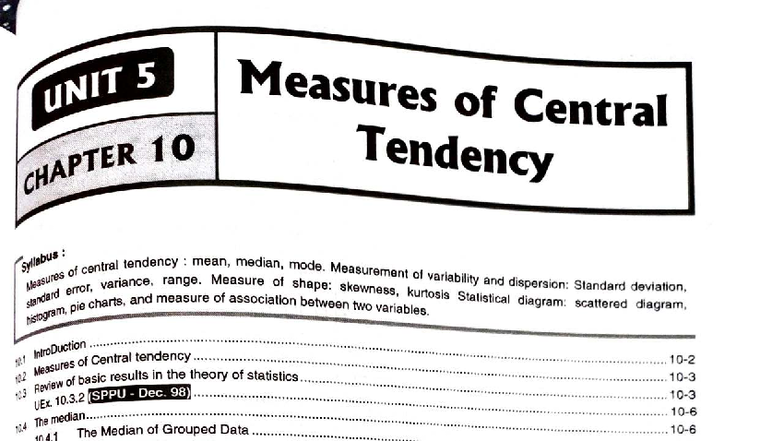 UNIT 5: Measures of Central Tendency - Statistical Methods Syllabus ...