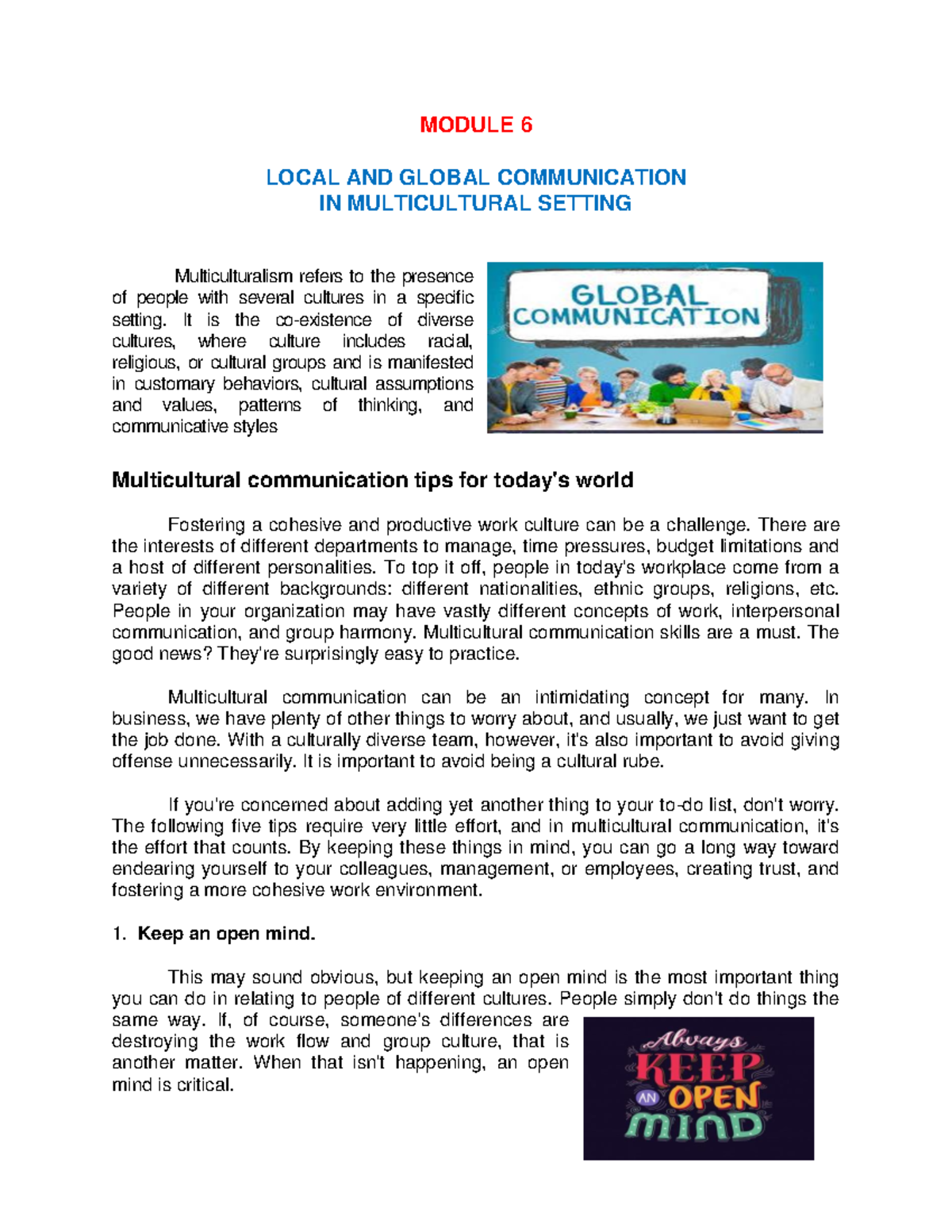 GE 2 Module 6 - ANG GALING - MODULE 6 LOCAL AND GLOBAL COMMUNICATION IN ...