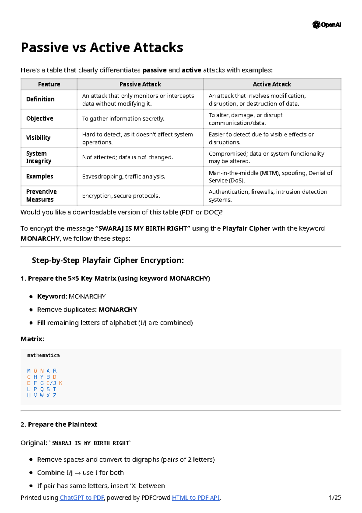 CNS S2024 Final Exam Solutions: Passive vs Active Attacks Explained - Studocu