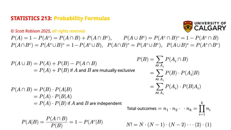 F25 STAT 213 Midterm Random Variables Formula Sheet - Studocu