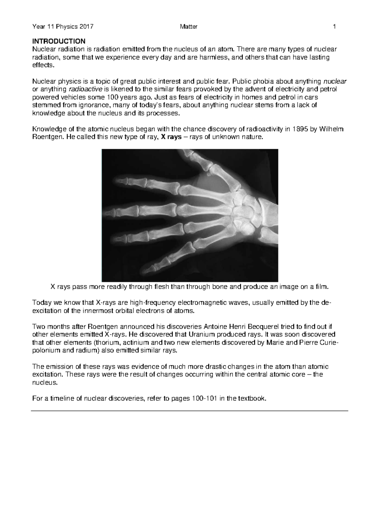 2017 Unit 1 - Matter & Radiation Exam Type Questions - INTRODUCTION ...