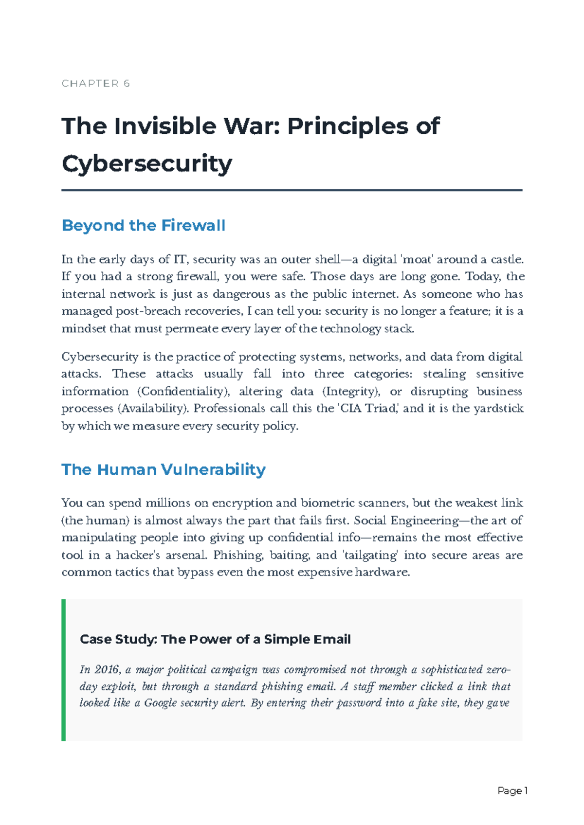 Chapter 6: The Invisible War - Cybersecurity Principles Explained - Studocu