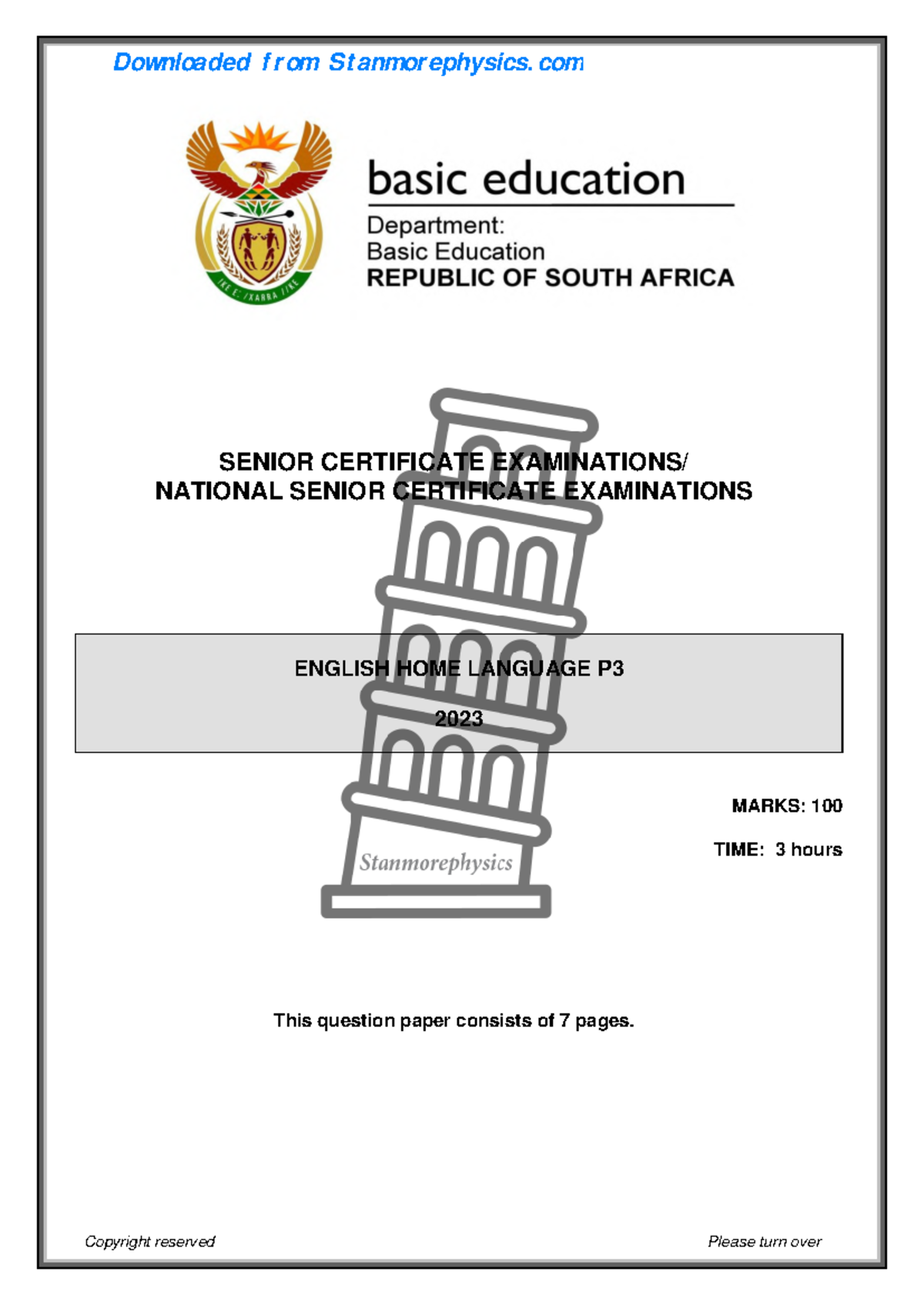 NSC HL English Grade 12 May/June 2023 Paper 3 & Memo Insights - Studocu