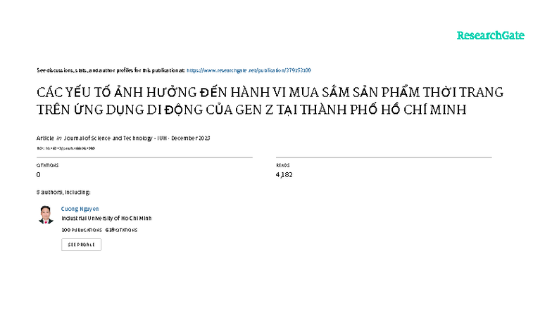 CÁC YẾU TỐ ẢNH HƯỞNG ĐẾN HÀNH VI MUA SẮM THỜI TRANG CỦA GEN Z TẠI TPHCM ...