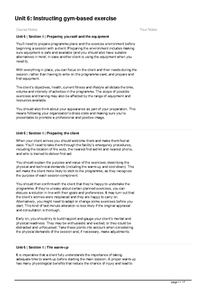 Planning gym-based exercise - Unit 5: Planning gym-based exercise ...