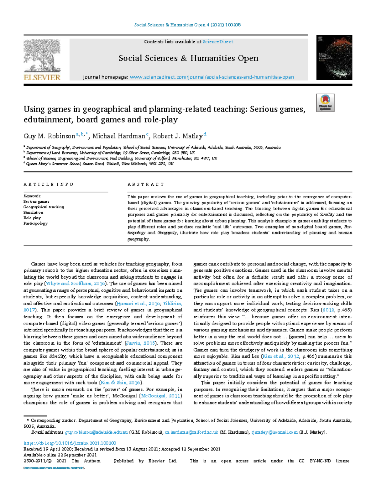 Using Games in Geographical Teaching: A Review - Studocu