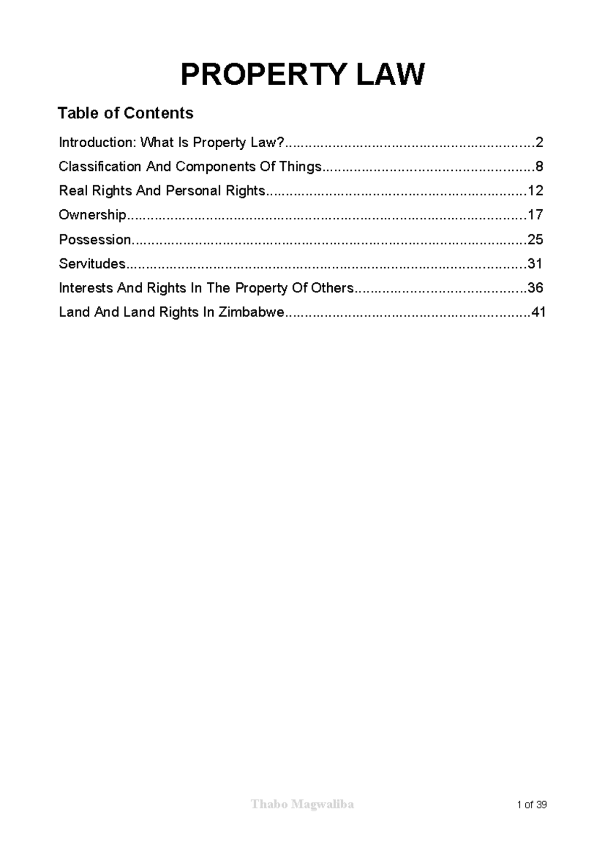 PROPERTY LAW (LAW 101) Comprehensive Study Notes - Studocu