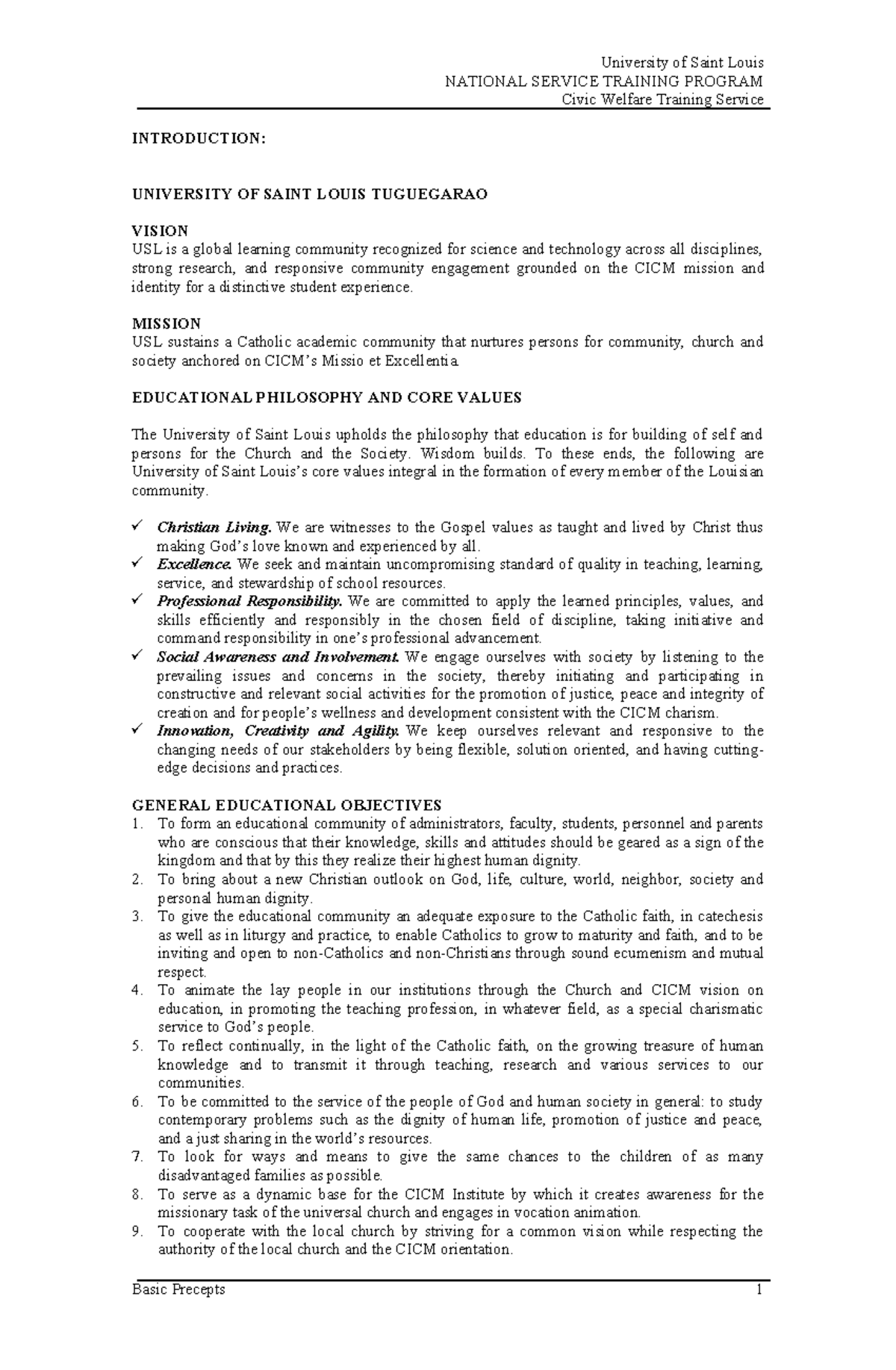 NSTP 1 LTS Module 1 - Lesson Overview and Objectives - Studocu