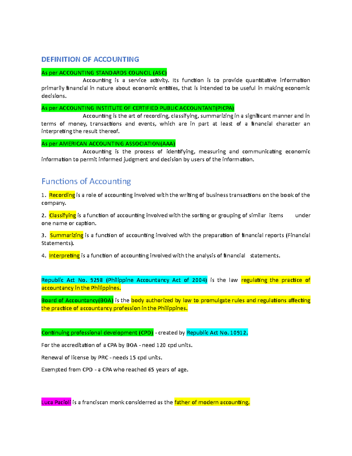 Financial Management and Reporting: Key Concepts and Functions - Studocu
