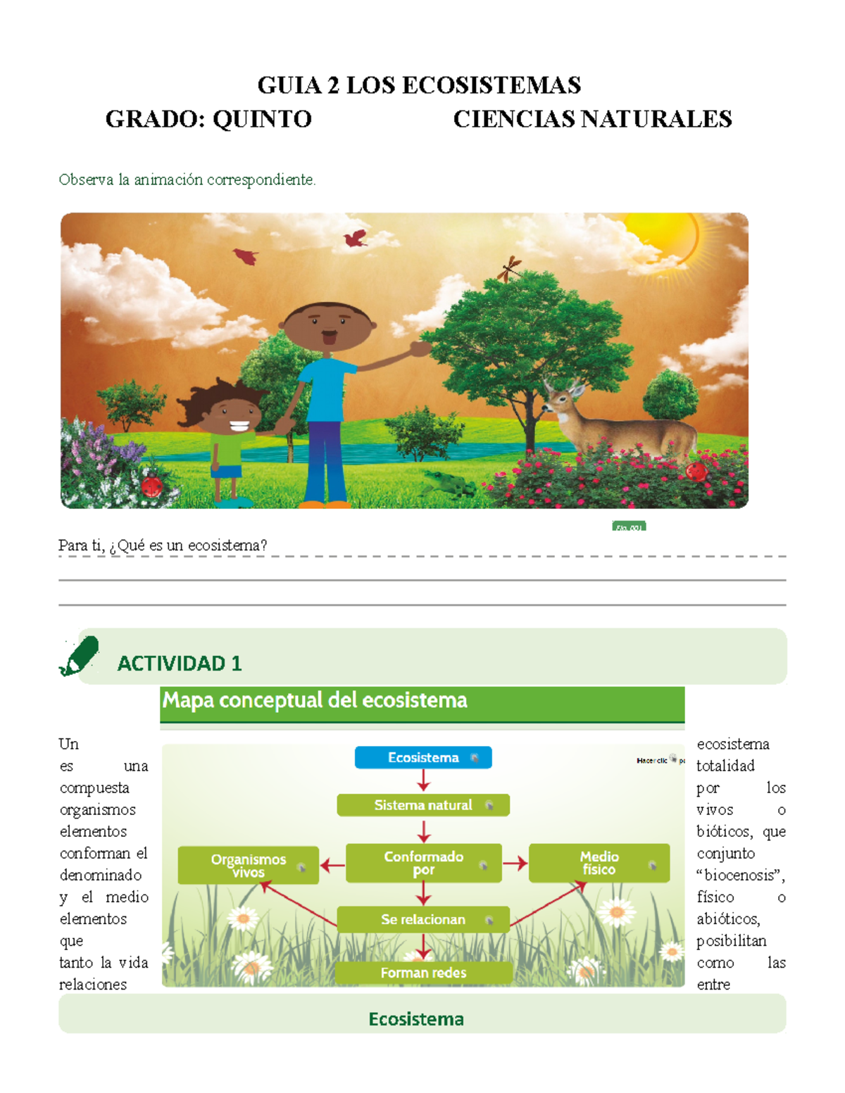 Lecciones Sobre Ecosistemas Para Quinto Grado