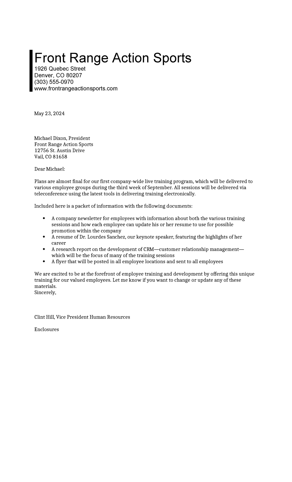 Front Range Action Sports CRM Training Program Overview - Studocu