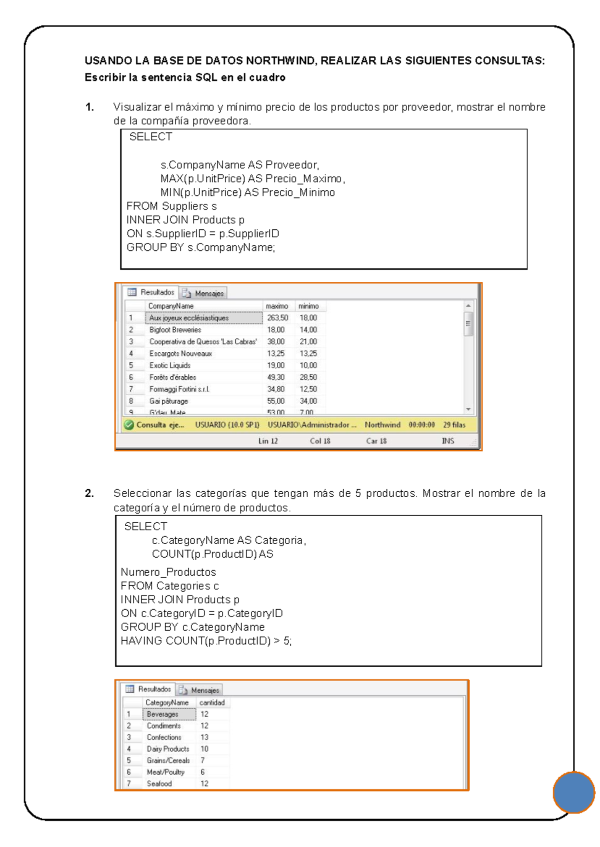 Ejercicios de Consultas SQL JOIN - Tarea de Victor Chuica Reyes - Studocu
