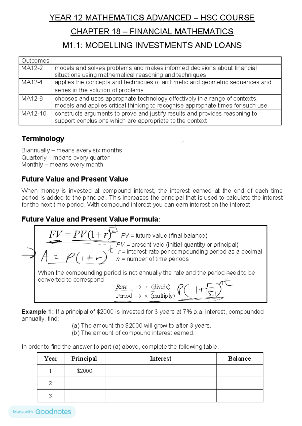 Chapter 18 - Year 12 Mathematics Advanced HSC: Financial Mathematics M1 ...