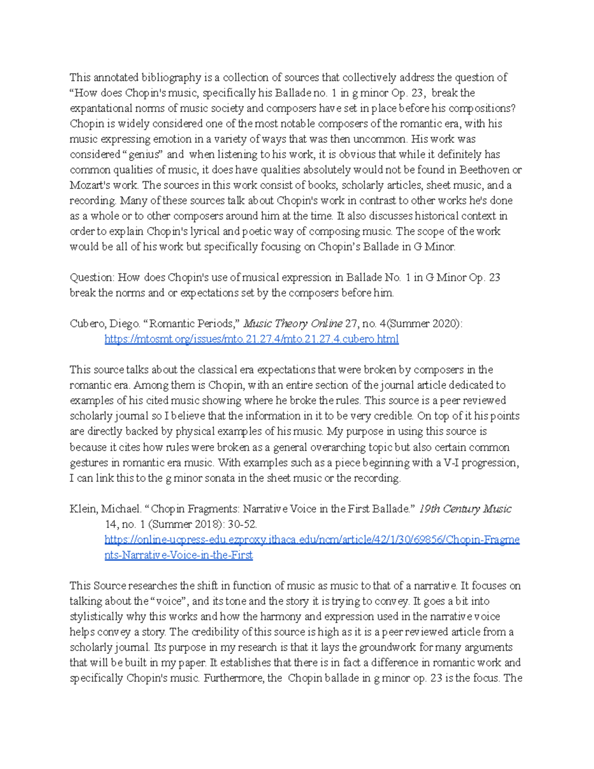 Research Question - This annotated bibliography is a collection of ...