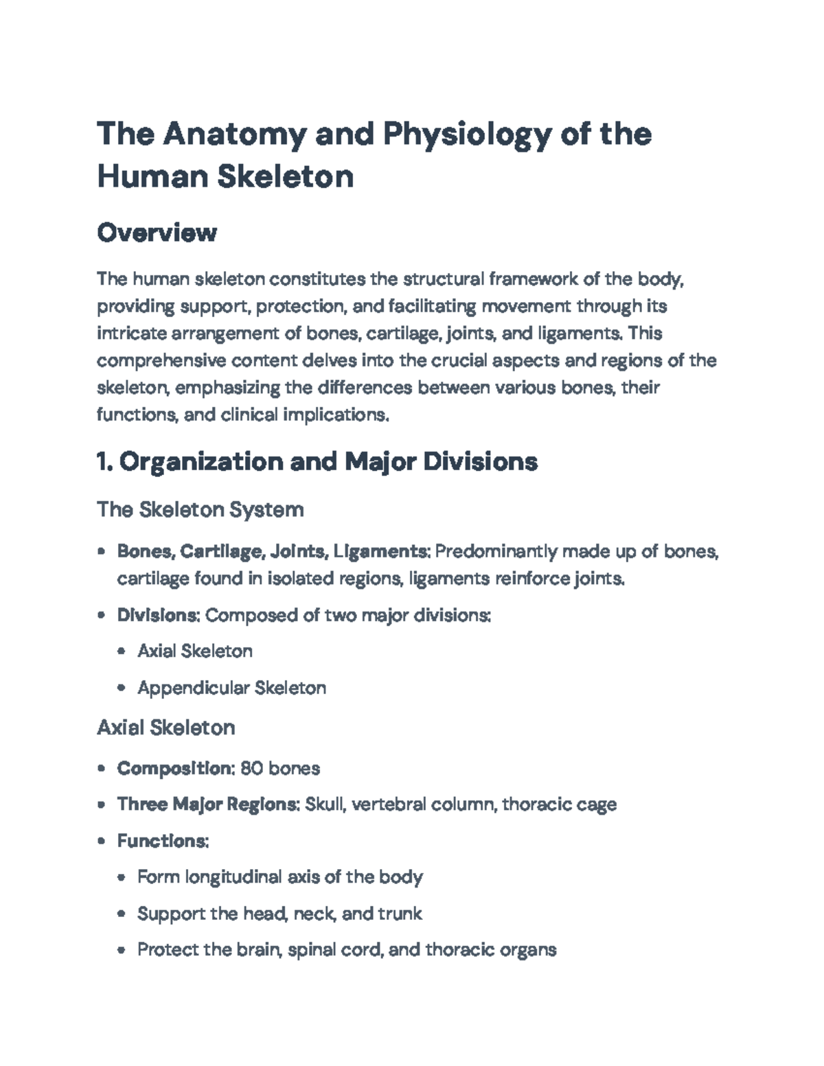 Anatomy and Physiology of the Human Skeleton: Overview and Structure ...