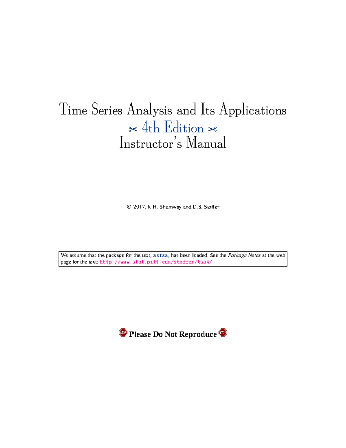 Time Series Analysis and Its Applications (Stats 425) - Instructor's ...