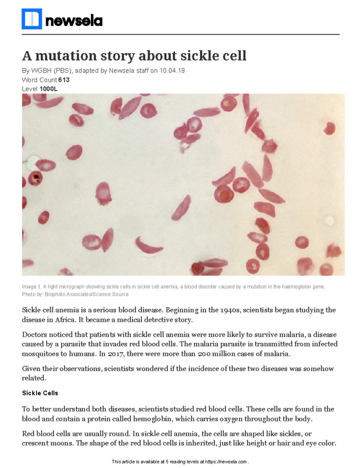 MAST Sickle Cell Anemia & Malaria: A Genetic Mutation Analysis - Studocu