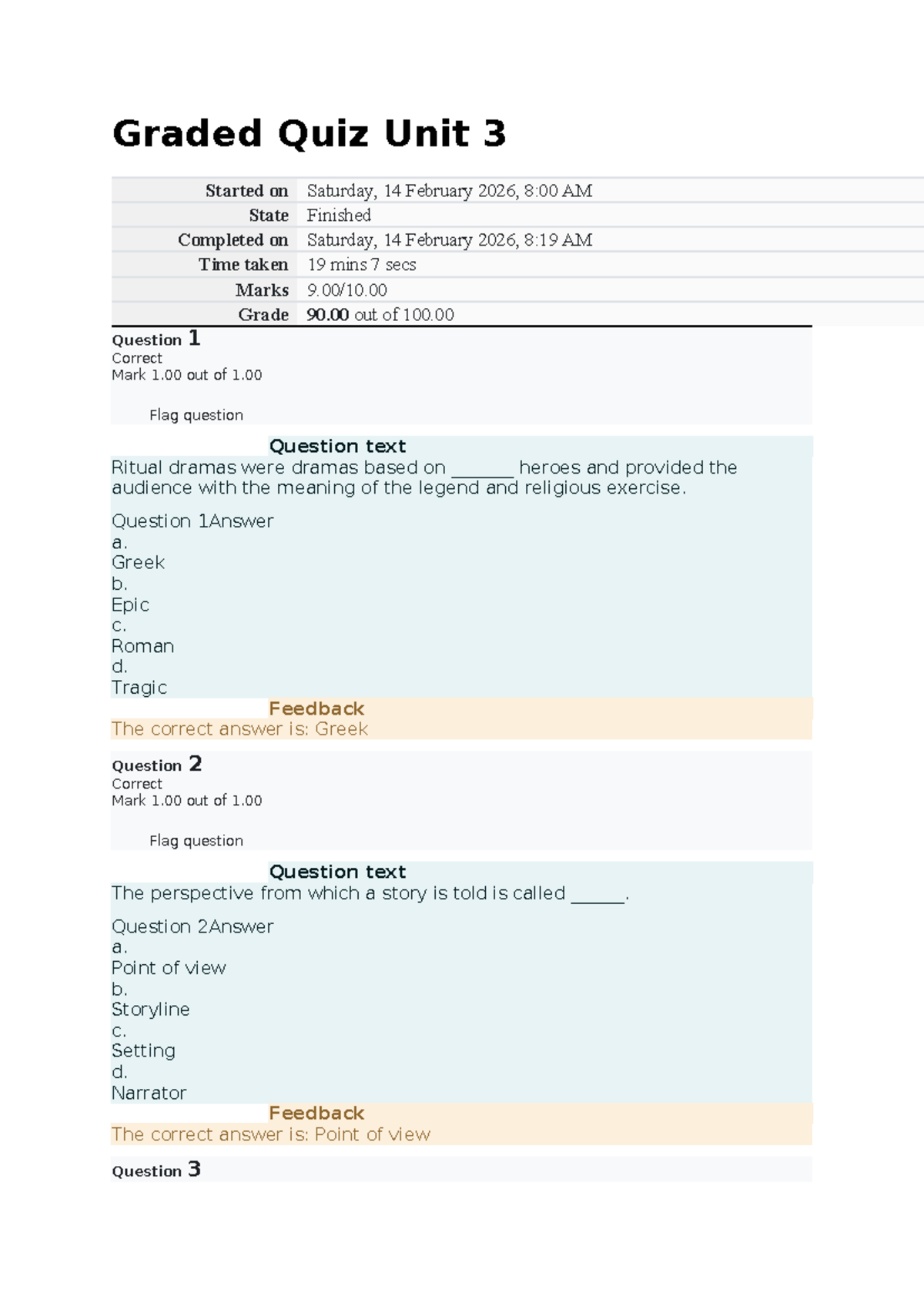 Graded Quiz Unit 3: World Literature Insights and Answers - Studocu