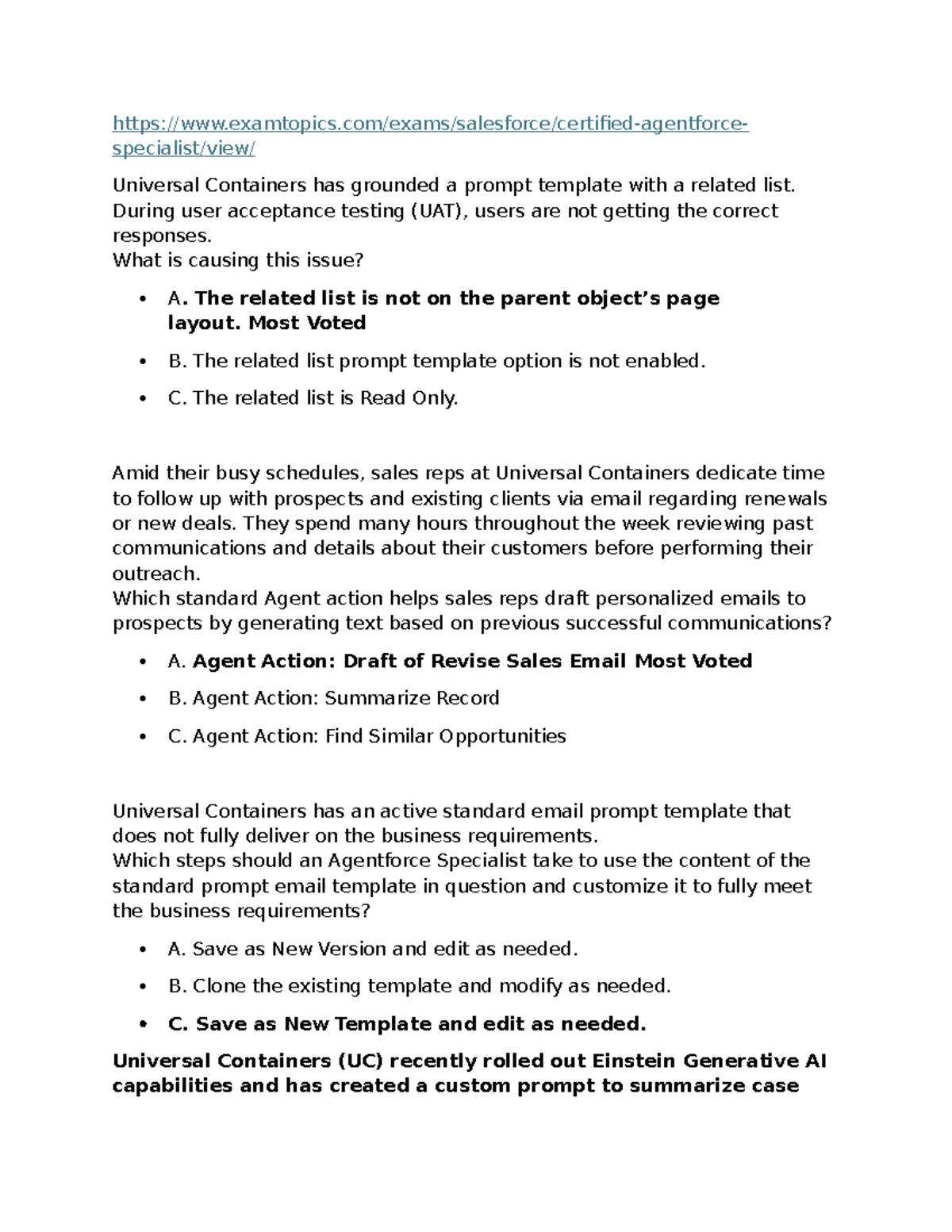 Salesforce Exam Questions - Universal Containers Case Study - Studocu