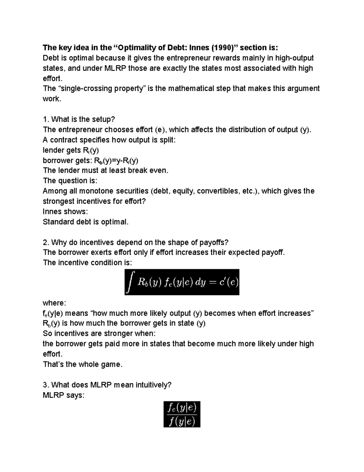Optimality of Debt: Innes Model Insights - EC334 Notes - Studocu