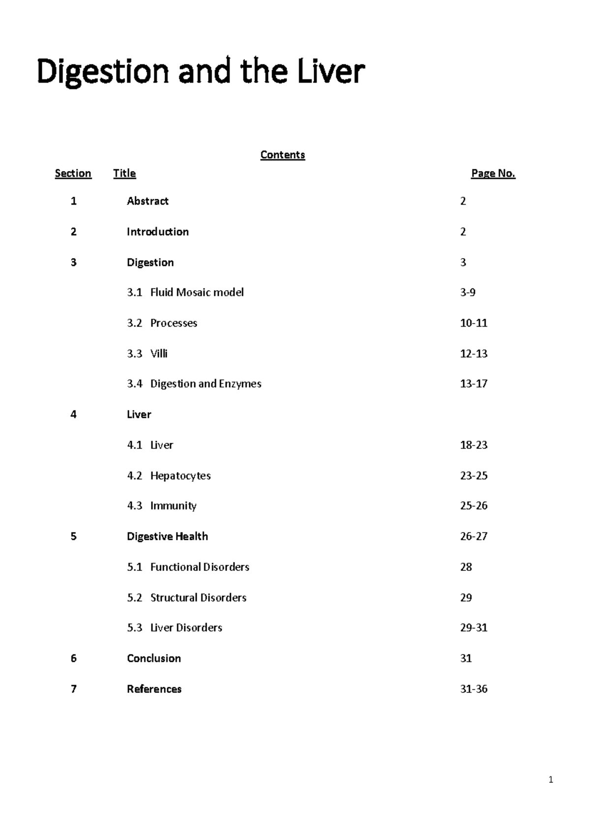 Liver Report - Digestion and the Liver Contents 1 Abstract Section ...