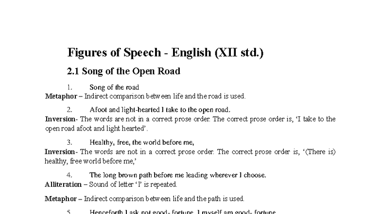 XII Figures of Speech: Analysis of Poetic Devices in Selected Poems ...