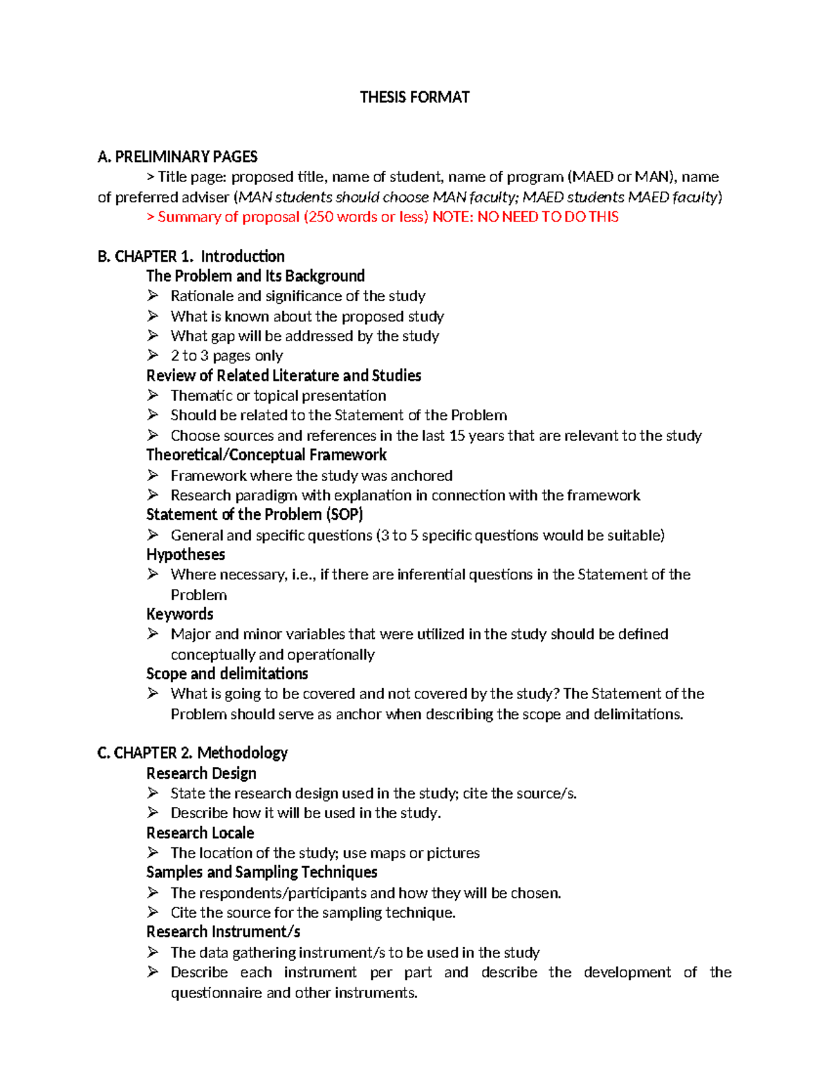 Thesis Format Guide for MAED/MAN Students - 2023 - Studocu