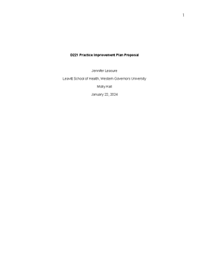 Practice Improvement Plan Proposal D221 - Practice Improvement Plan Proposal Dana Wilson College ...
