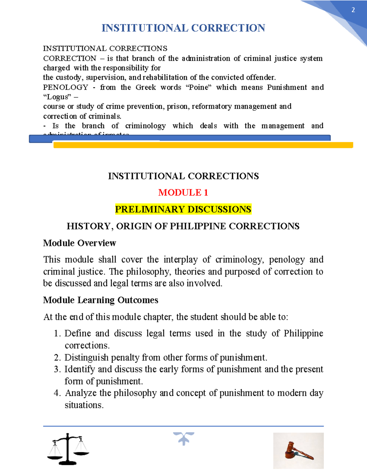 **Institutional Corrections: Overview and Key Concepts (Module 1 ...