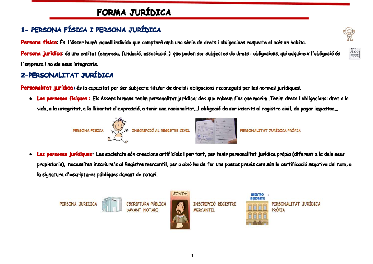 Forma Jurídica: Persona Física y Persona Jurídica - Guía Completa - Studocu