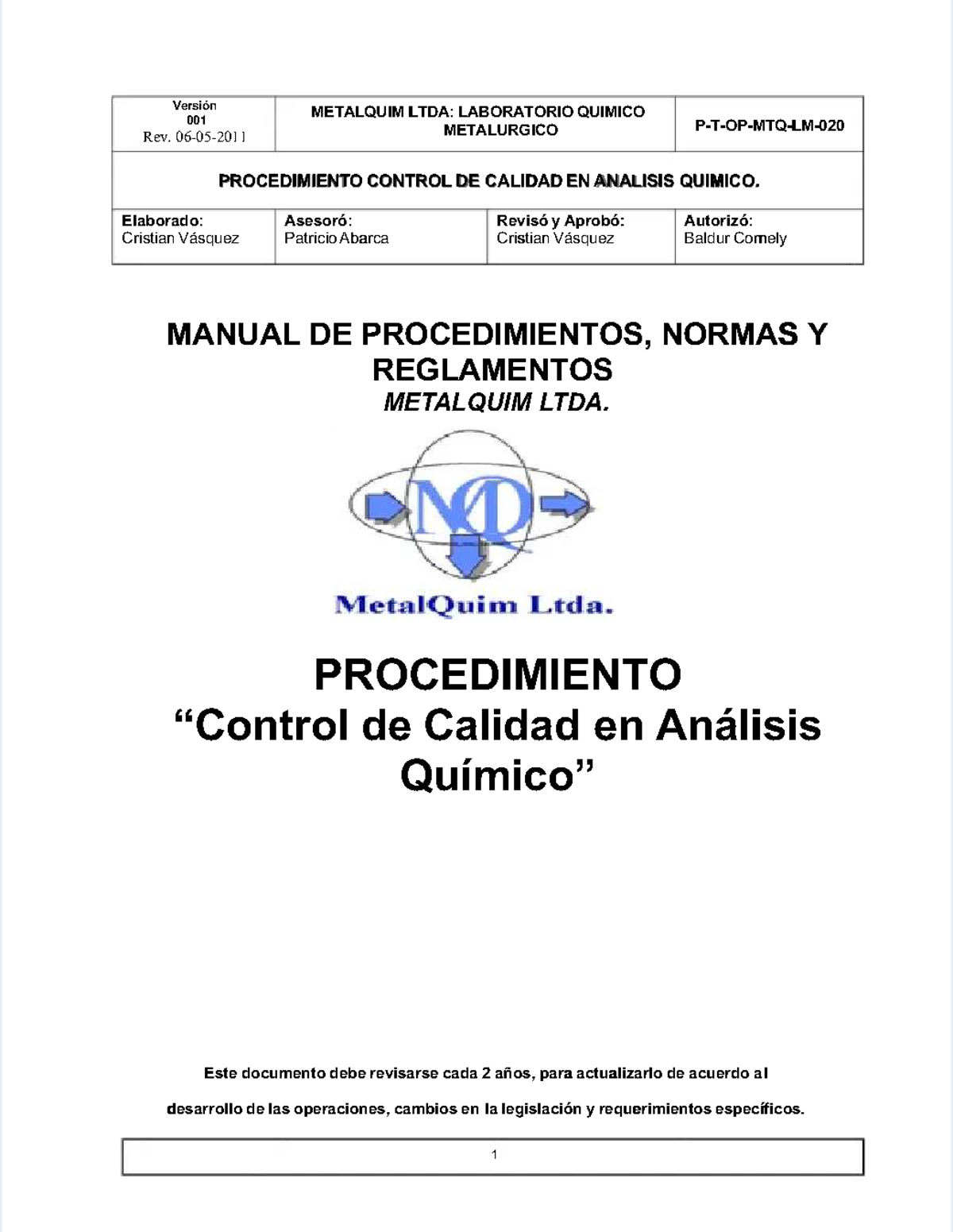 Control de Calidad en Análisis Químico - QWNFLK@M@LO[N - Studocu