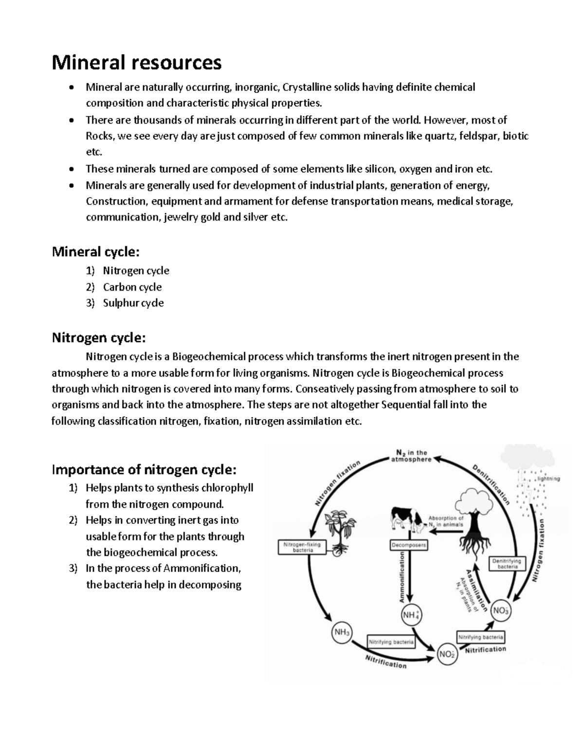 Mineral Resources Lecture No. 23: Cycles and Importance - Studocu