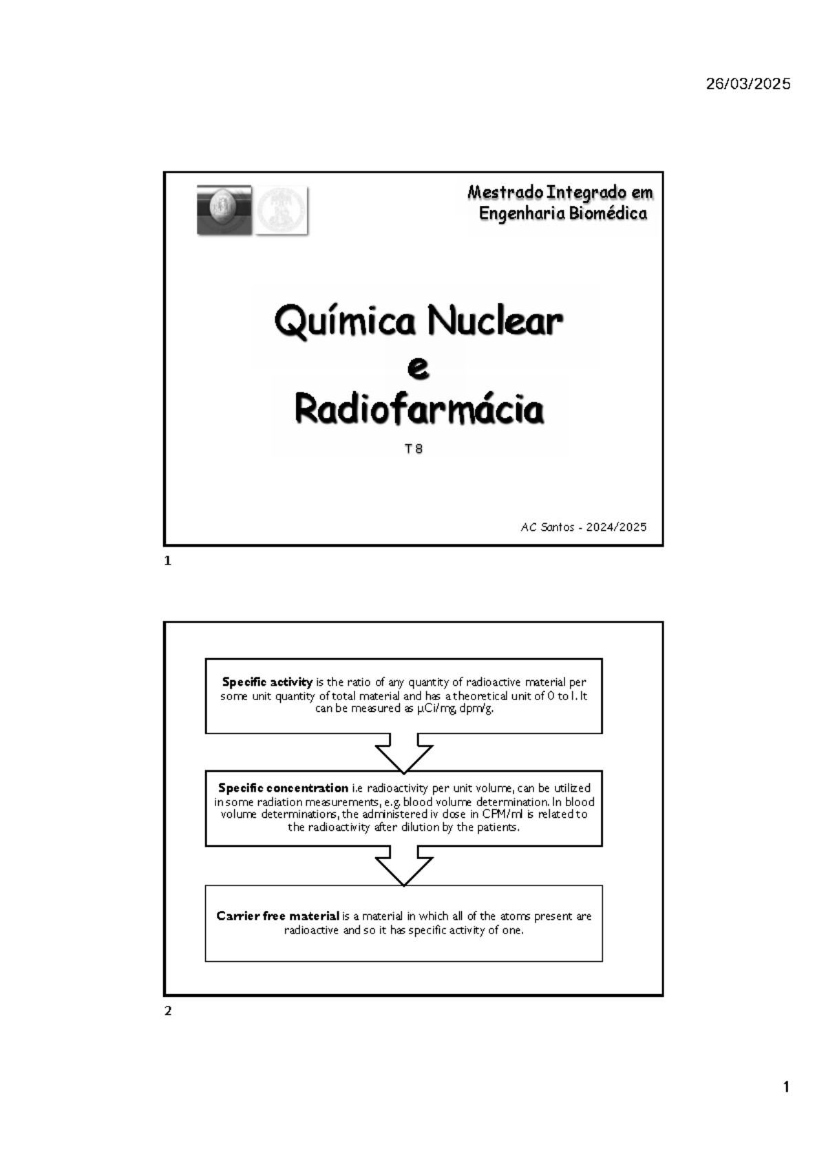 QCRadiopharmaceutics T8: Specific Activity & Radiation Effects in ...