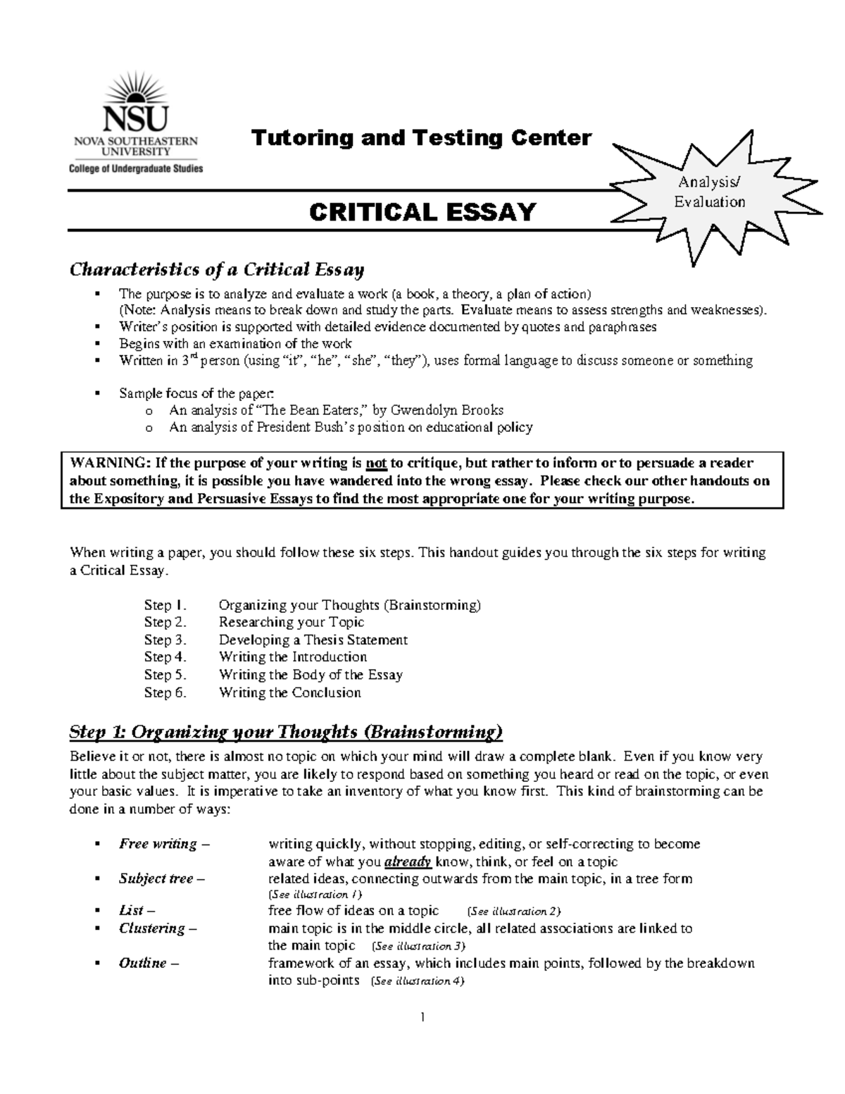 Critical Essay Planning Guide: Steps & Evaluation Criteria - Studocu