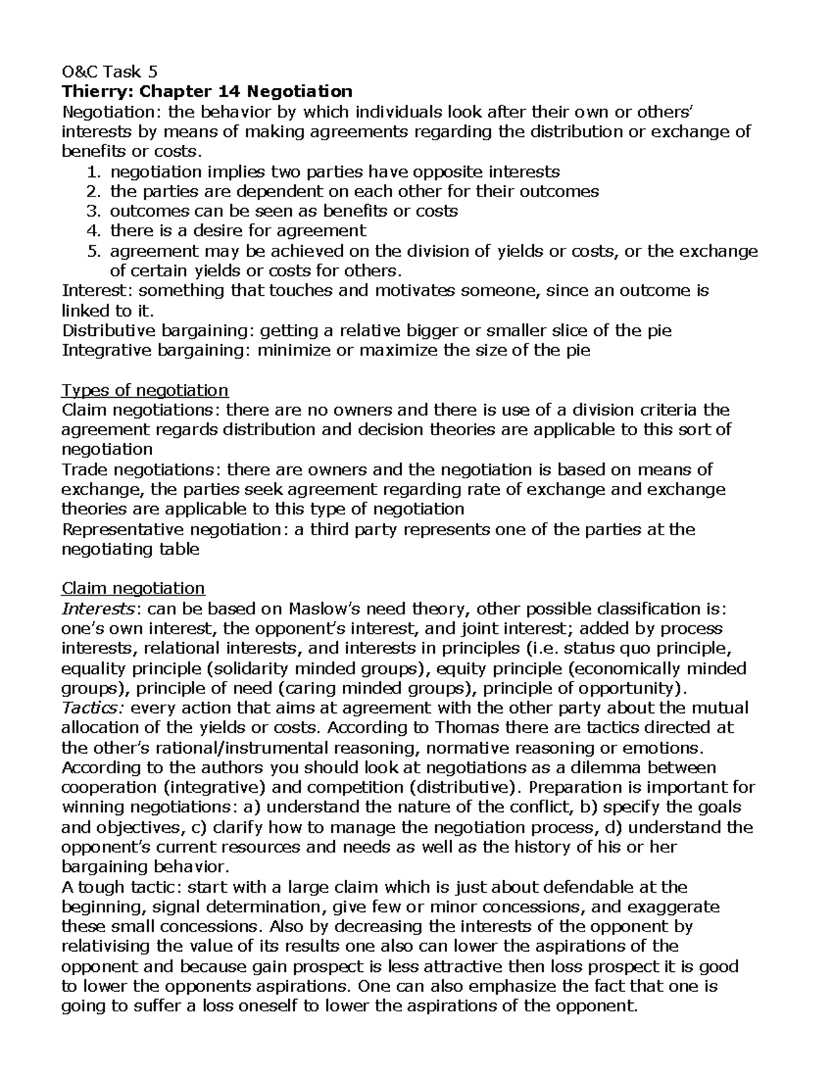 O&C Task 5 - Summary of an OC Task - O&C Task 5 Thierry: Chapter 14 ...
