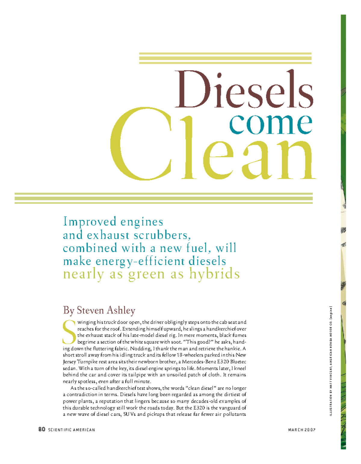 Diesel comes clean - Summary - S winging his truck door open, the ...