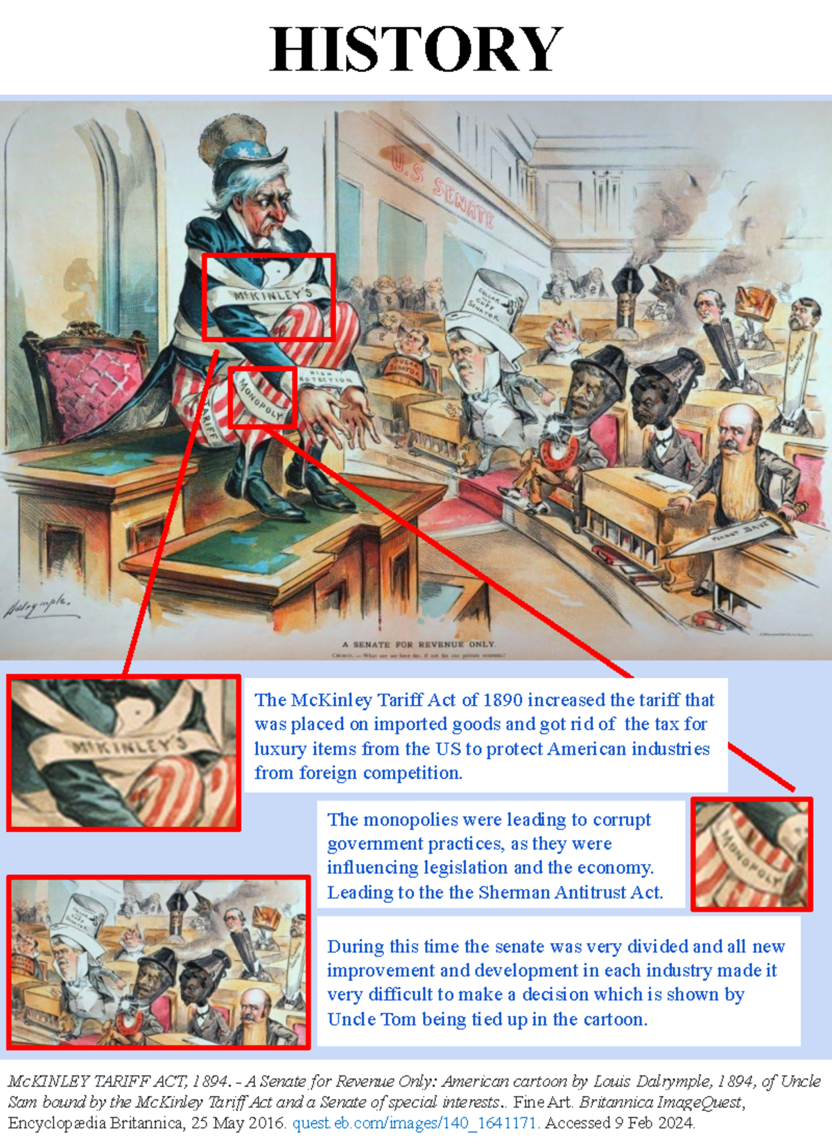 Gilded Age Political Cartoons - HISTORY McKINLEY TARIFF ACT, 1894. - A ...