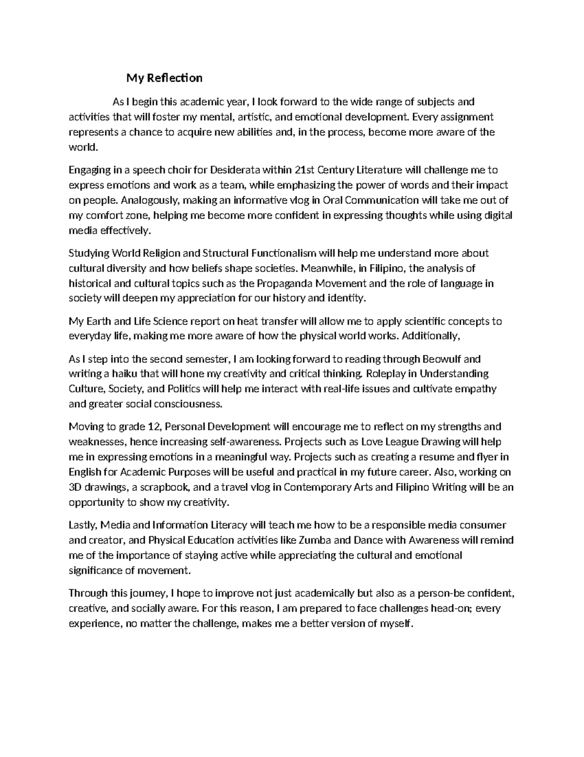 "The Joy of Growing Up: My Senior High School Journey" - My Reflection ...