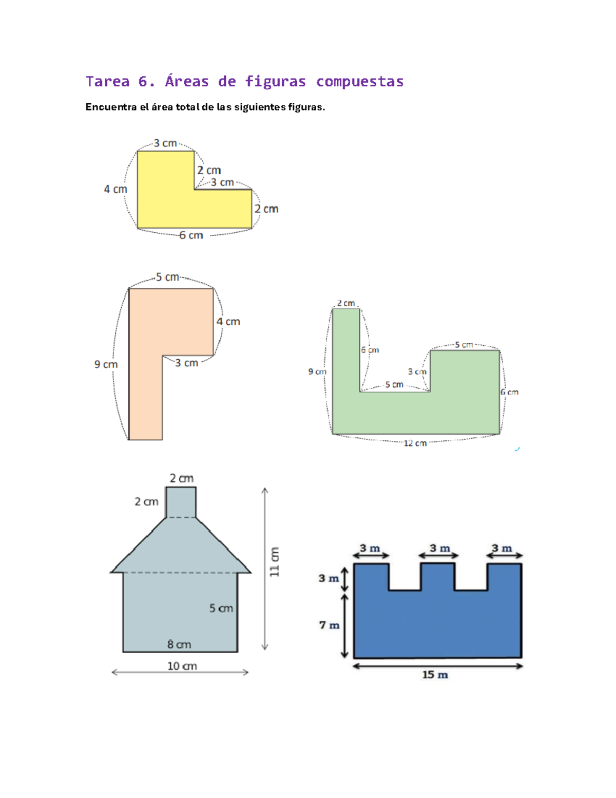Tarea 6. Areas de figuras compuestas - Fundamentos De Álgebra - Tarea 6 ...