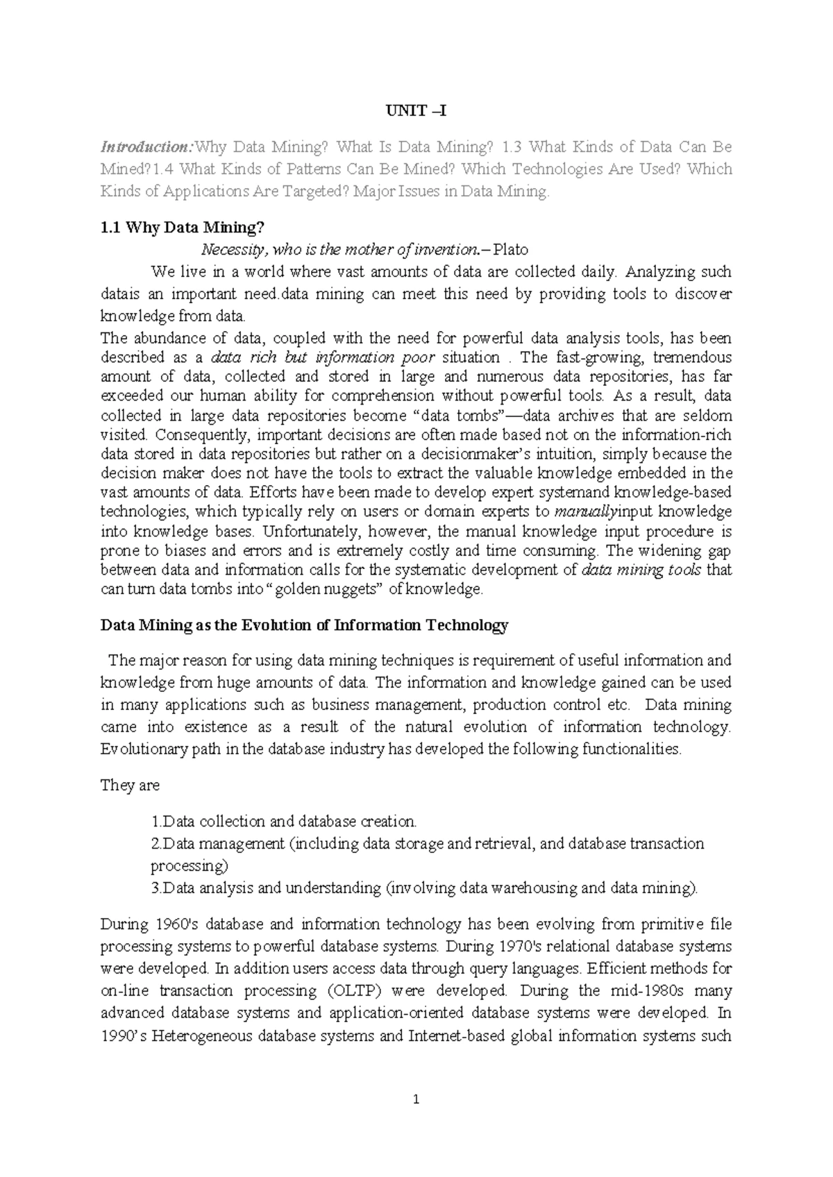 DWDM UNIT-2 Notes - UNIT – II Data Pre-processing: Data Preprocessing ...