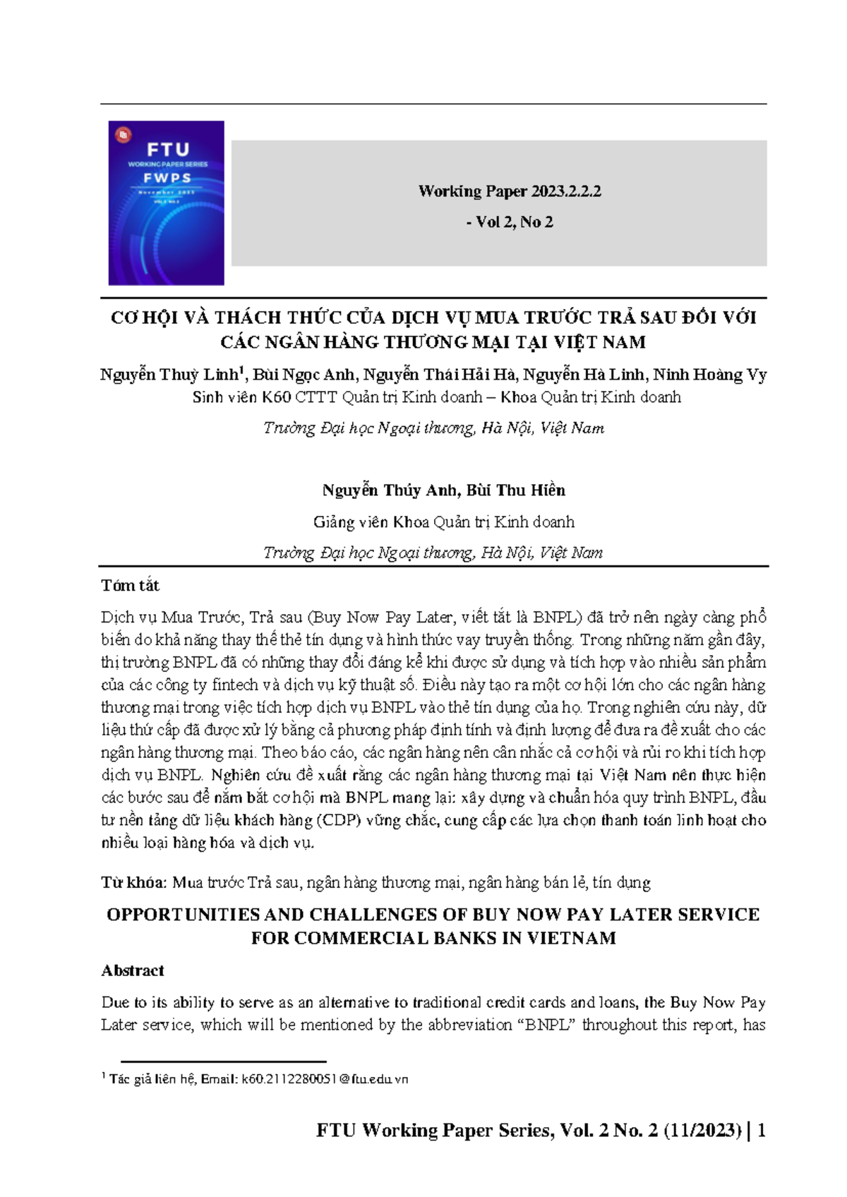 FWPS Vol 2 No 2 Paper 2 - good job babe - CƠ HỘI VÀ THÁCH THỨC CỦA DỊCH ...