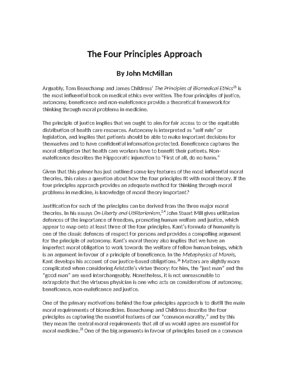 The Four Principles Approach: Analyzing Biomedical Ethics Concepts ...