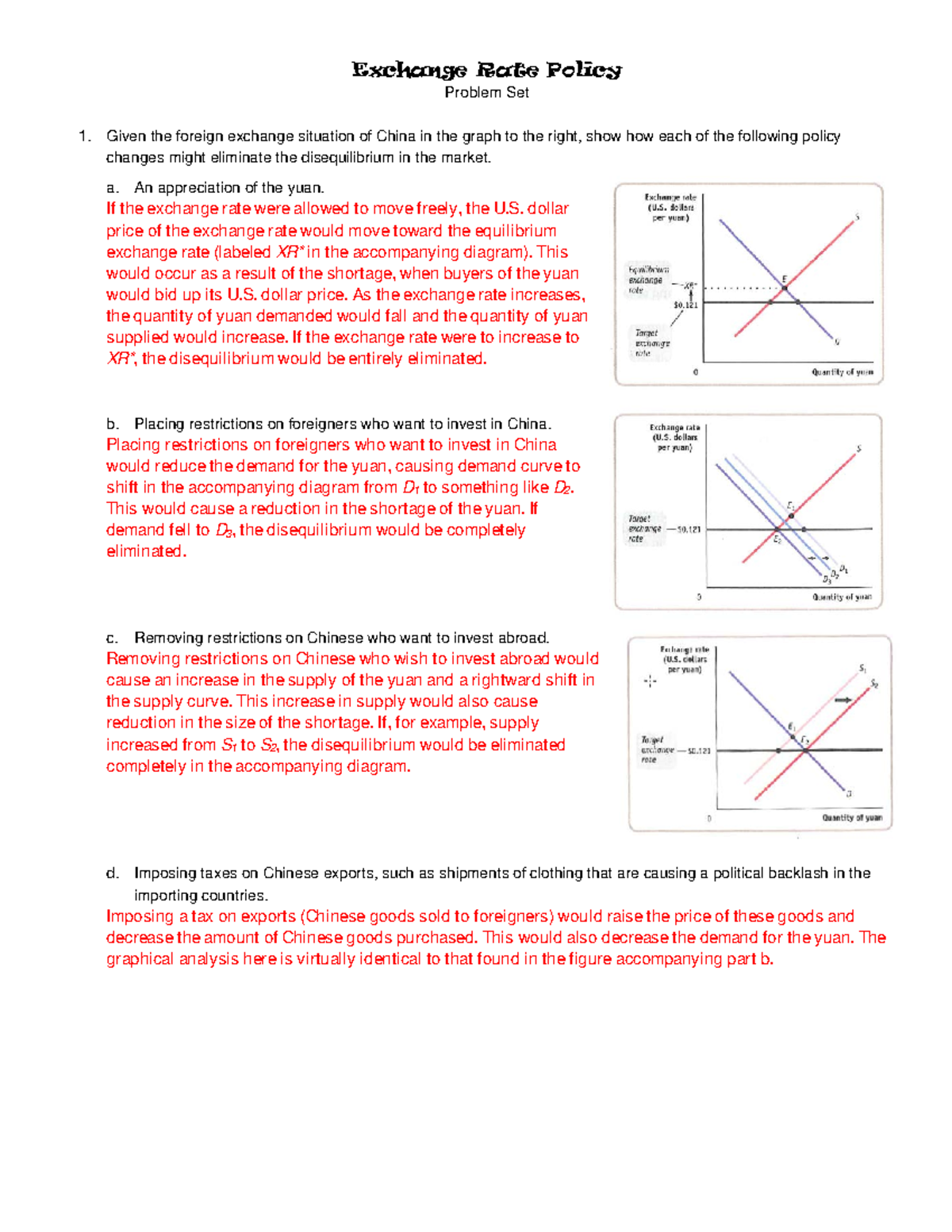Lesson 53 OA Exchange Rate Policy Answers - Exchange Rate Policy ...