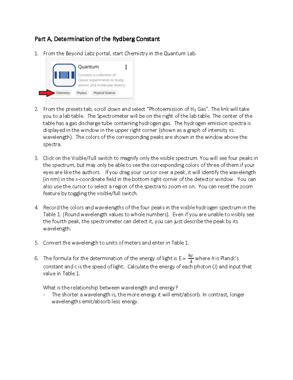 The Rydberg Equation an Atomic Emission Spectra Activity Worksheet ...
